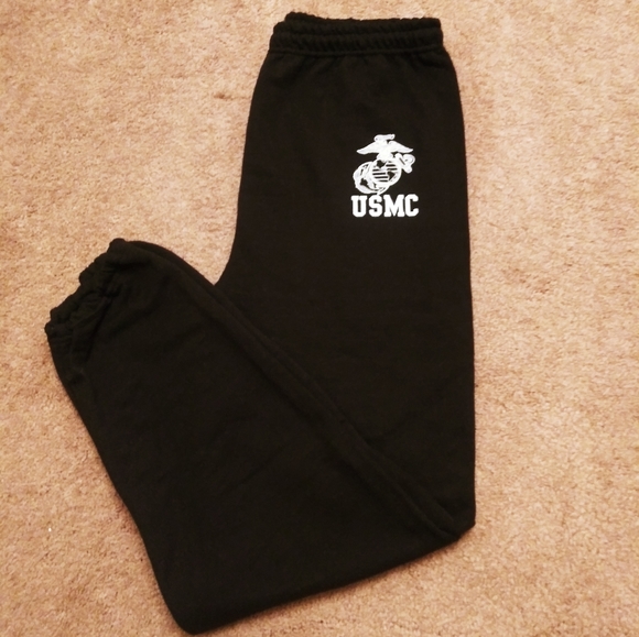 USMC | Pants | United States Marine Corps Logo Sweatpants Black White ...
